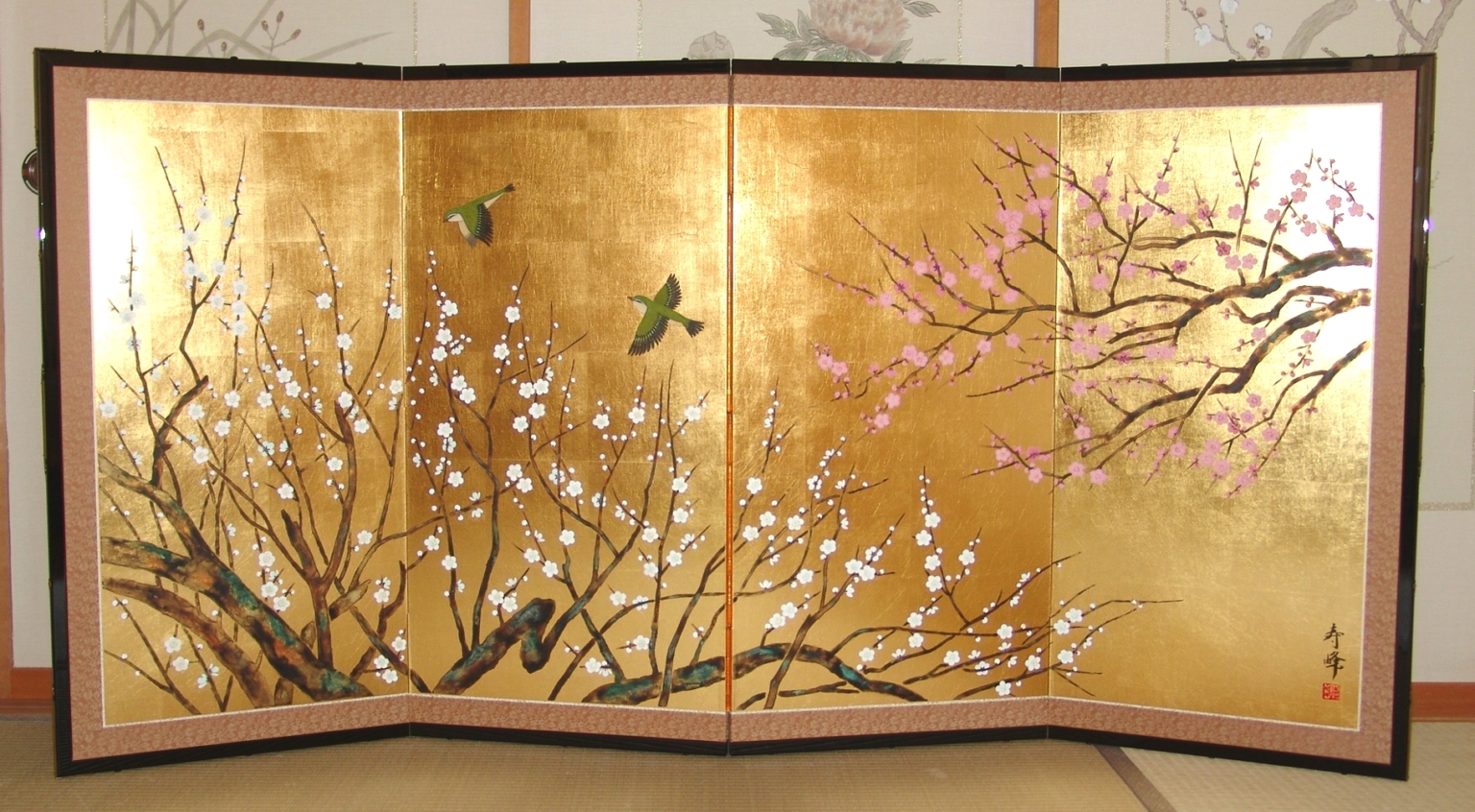 Japanese Byobu Gold Screens / Folding Screen for sale